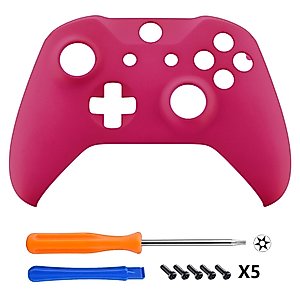 eXtremeRate Red Rose Faceplate Cover, Soft Touch Front Housing Shell Case, Comfortable Soft Grip Replacement Kit for Xbox One X & One S Controller Model 1708 - Controller NOT Included