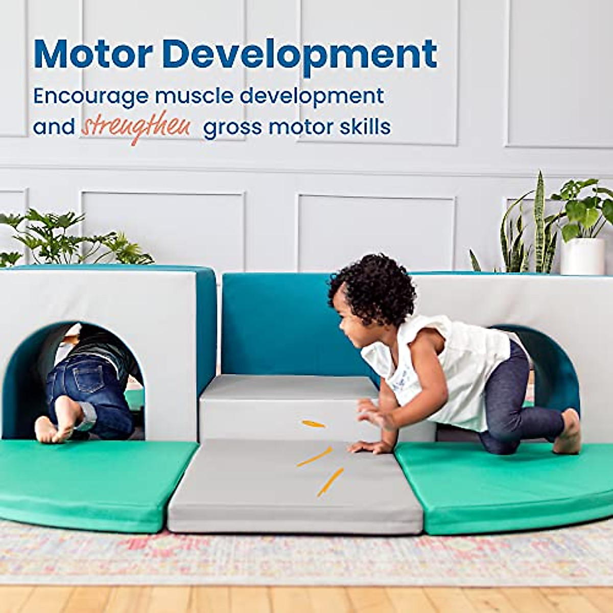 ECR4Kids SoftZone Triple Tunnel Maze, Toddler Playset, Contemporary, 9-Piece