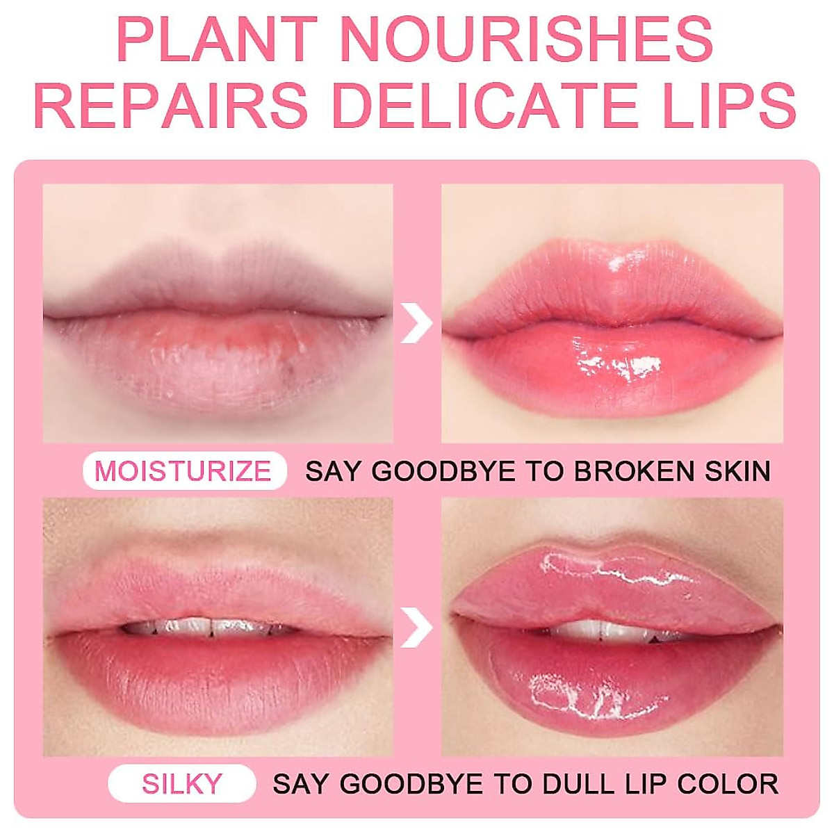 BINGBRUSH 3 Pcs Color Changing Lip Gloss Tinted, Pink Plumping Magic Mood Lipstick Lip Glaze, High-Shine Clear Lip Stain Lip Balm Lip Care, Longlasting Moisturizing Lip Glow Oil