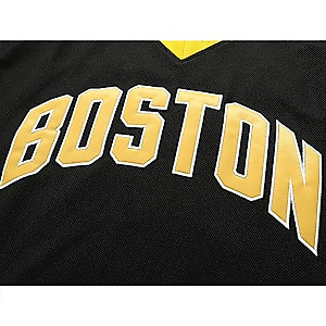 Livrania Men's Boston Happy Gilmore #18 Adam Sandler 1996 Movie Ice Hockey Jersey Stitched Letters and Numbers S-XXXL(18Black-Large)
