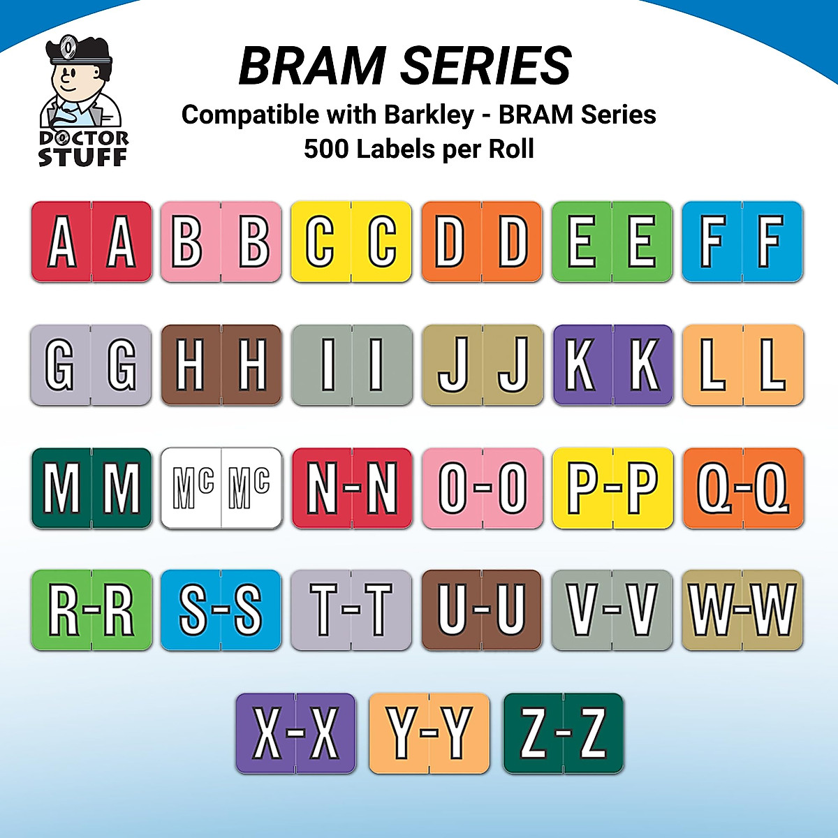 Doctor Stuff - File Folder Labels, Alphabet Letter T, Barkley/Sycom FABKM - BRAM Series Compatible Alpha Stickers, Lavender, 1" x 1-1/2", 500/Roll