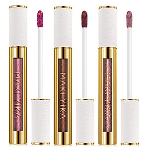 MAKI YIKA Pink Lipstick for Women Metallic Lipsticks Long Lasting Glitter Lipstick No Smudge No Transfer Full-Coverage Liquid Lip Gloss, Pink Flower