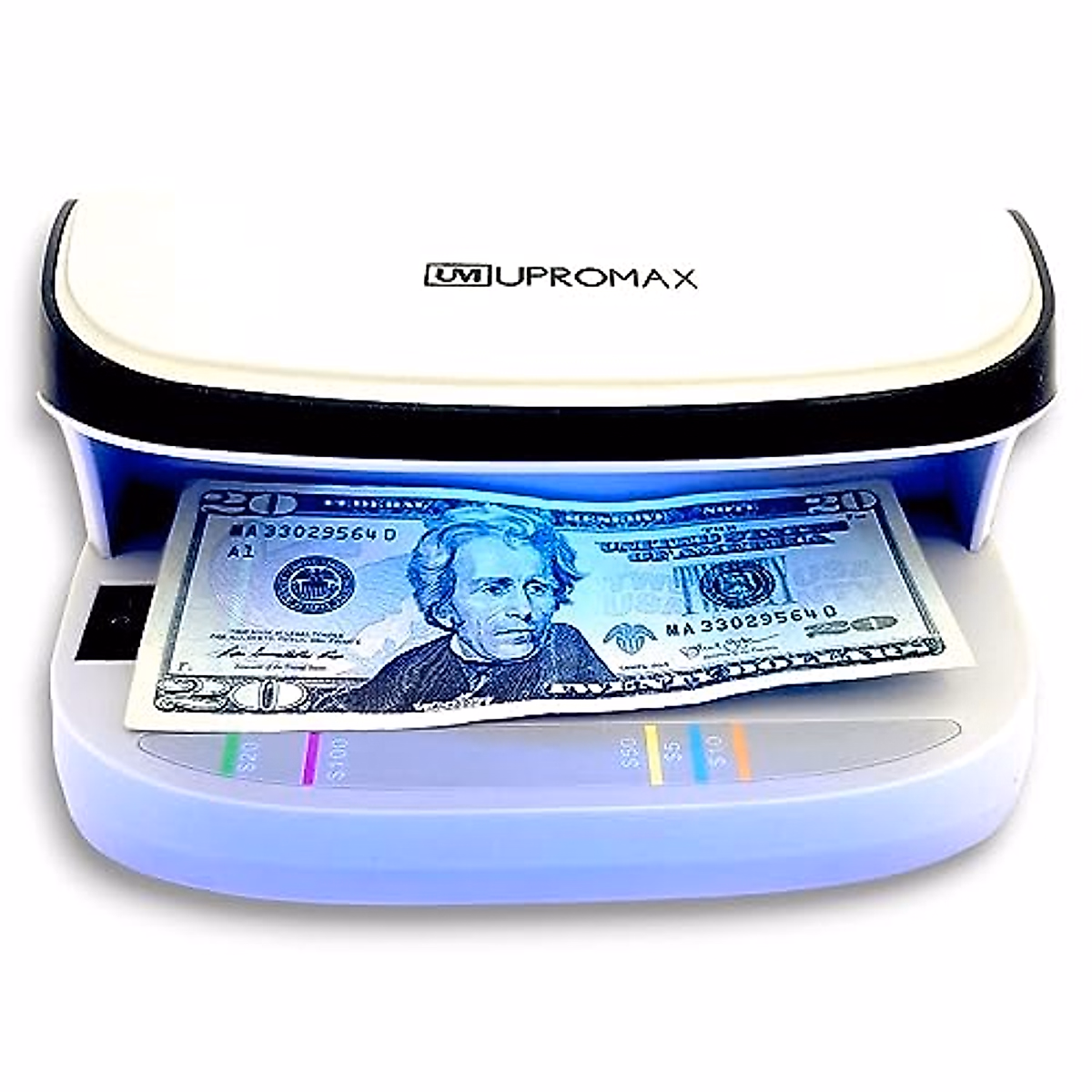 UPROMAX UV Counterfeit Bill Money Detector MIUX09, Portable, Rechargeable, Lightweight, Bills Credit Cards Banknote Passports IDs All Currencies, Auto ON/Off, LED Light Currency Check Billetes Falsos