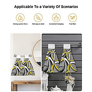 LBDOMOV Yellow Geometry Kitchen Hand Towel, Soft Hanging Dish Towels with Loop for Bathroom, Abstract Modern Grey Art Decor Absorbent Drying Cleaning Cloth Dishclothes Decorative Sets, 2-PC