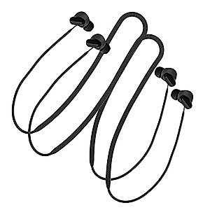 kwmobile Straps Compatible with Beats Studio Buds - 2X Silicone Holder for Wireless Earphones - Black/Black