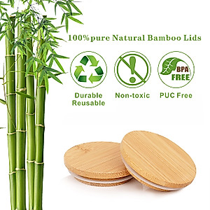 Oui Yogurt Jar Lids, Oui Yogurt Bamboo Jar Lids Set, Wooden Lids for Oui Yogurt Jars, Oui Yogurt Jars Lids with Silicone Sealing Rings, Cookie Glass Storage Lids, for 5 Oz Oui Yogurt Jars - 4 Pack