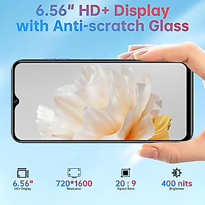 OUKITEL C35 - Cell Phone, 24GB RAM+256GB ROM Android 13 Phone, 50MP+8MP Camera, 6.56" HD+ Display Unlocked Phones, 5150 mAh Battery Mobile Phones,4G Dual SIM T-Mobile Smartphone, Face ID/GPS, Blue