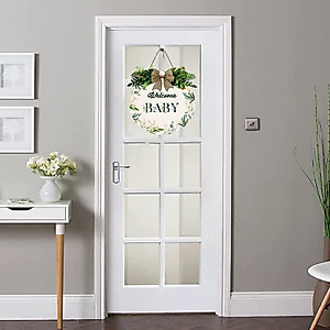 Aowotu Welcome Baby Sign Front Door Round Rustic Wood Sign Hanging Farmhouse Porch Outdoor Home Christmas Baby Shower Farmhouse Porch Wall Doors Doors Front Door Sign Decoration 12x12 Inch