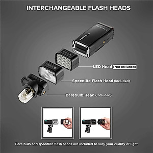Flashpoint eVOLV 200 R2 TTL Pocket Flash Kit - 200Ws, 1/8000 HSS, 500 Full Power Flashes, 0.01-1.8s Recycling w/2900mAh Battery, Bare Bulb/Speedlite Flash Head Monolight for Strobe Light Photography