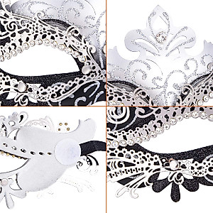 Hoshin Masquerade Mask, Mardi Gras Deecorations Venetian Masks for Womens (Silver & Black)