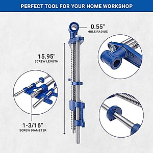 Yost Vises F10WW Woodworker's Vise | Front Vise | 10 Inch Woodworking Tool | Cast Iron Body Construction with a Solid Steel Main Screw | Blue