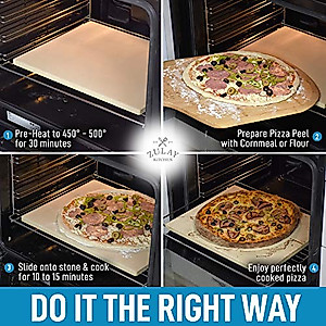 Zulay Kitchen Large Pizza Stone For Oven And Grill - Free Bench Scraper Included - Thermal Shock Resistant Baking Stone - Cooking Stone - 15 x 12 Inch