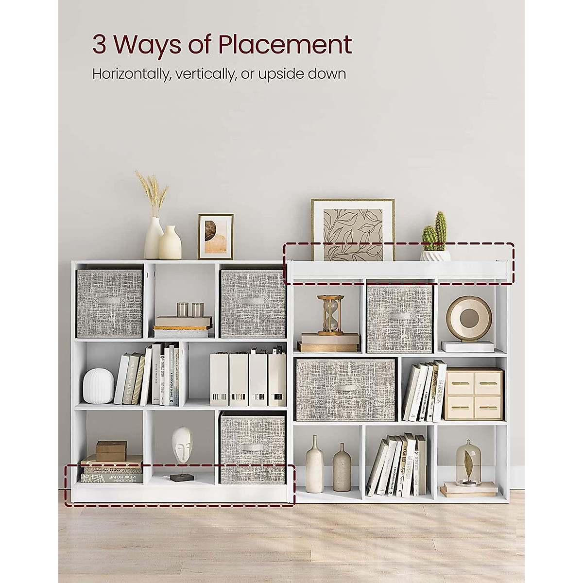 wenyuyu Cube Storage Organizer Freestanding Bookcase Modern Bookshelf, Multipurpose Display Case Shelf Cabinet for Living Room Study Home Office (White)