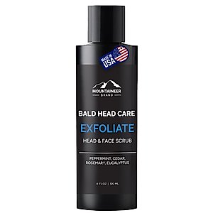 Mountaineer Brand Bald Head Care For Men | Exfoliate Head/Face Scrub | All Natural Exfoliating Scalp | Daily Grooming Head and Face Care Wash for Sensitive Skin | Refreshing Natural Scent 4oz