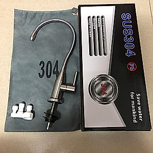 2024 SUS304 Stainless Steel Drinking Water Faucet with Flexible Gooseneck, Lead-Free Beverage Kitchen Water Filter Faucet Fits Most Water Purifier Filter Filtration Systems or Reverse Osmosis Units