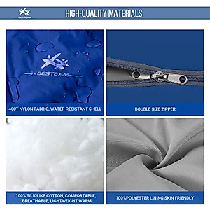 WERTYCITY Warm Weather Sleeping Bag - Portable Waterproof Compact Lightweight, Packable with Compression Sack for Kids Teens Adults Camping Backpacking Hiking(Dark Blue)