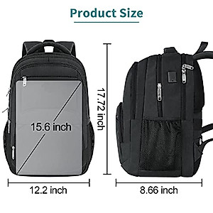 BlondBenjo Travel Backpack, Extra Large 50L Laptop Backpacks for Men Women, Water Resistant Backpack Airline Approved Business Work Bag with USB Charging Port Fits 17.7 Inch Computer, Black