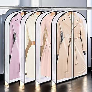 HAKACC 59" Garment Bags for Hanging Clothes, 4 Pack 4" Gusseted Garment Bags for Storage, Hanging Clothes Storage, Clothing Moving Bags