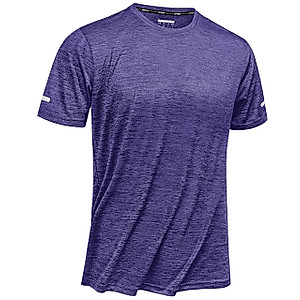 TACVASEN Purple Athletic Shirts for Men - Short Sleeve Dry Fit Workout Running Gym Quick Dry Polyester Shirts