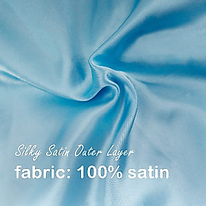 Aquior Shower Cap,Extra Large Triple Layer Bathing Cap with Dry Hair Function for Women Microfiber Terry Cloth Silky Satin 100% Waterproof Reusable Long Hair Bath Caps (Blue)