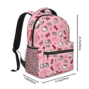 BAMARO Lightweight School Backpack, Cute Pink Cartoon Cat Bookbag for Girls Boys Men Women Teens