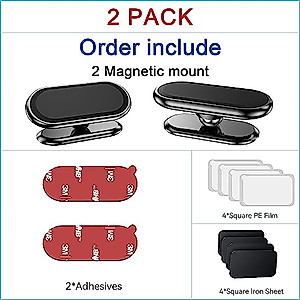 【2-Pack】 Magnetic Phone Holder for Car, [ Super Strong Magnet ] [ 4 Metal Plate ] Carmount 2.0 Magnetic Phone Mount [ 360° Rotation ] Universal Dashboard Adhesive Magnetic Phone Holders for Your Car