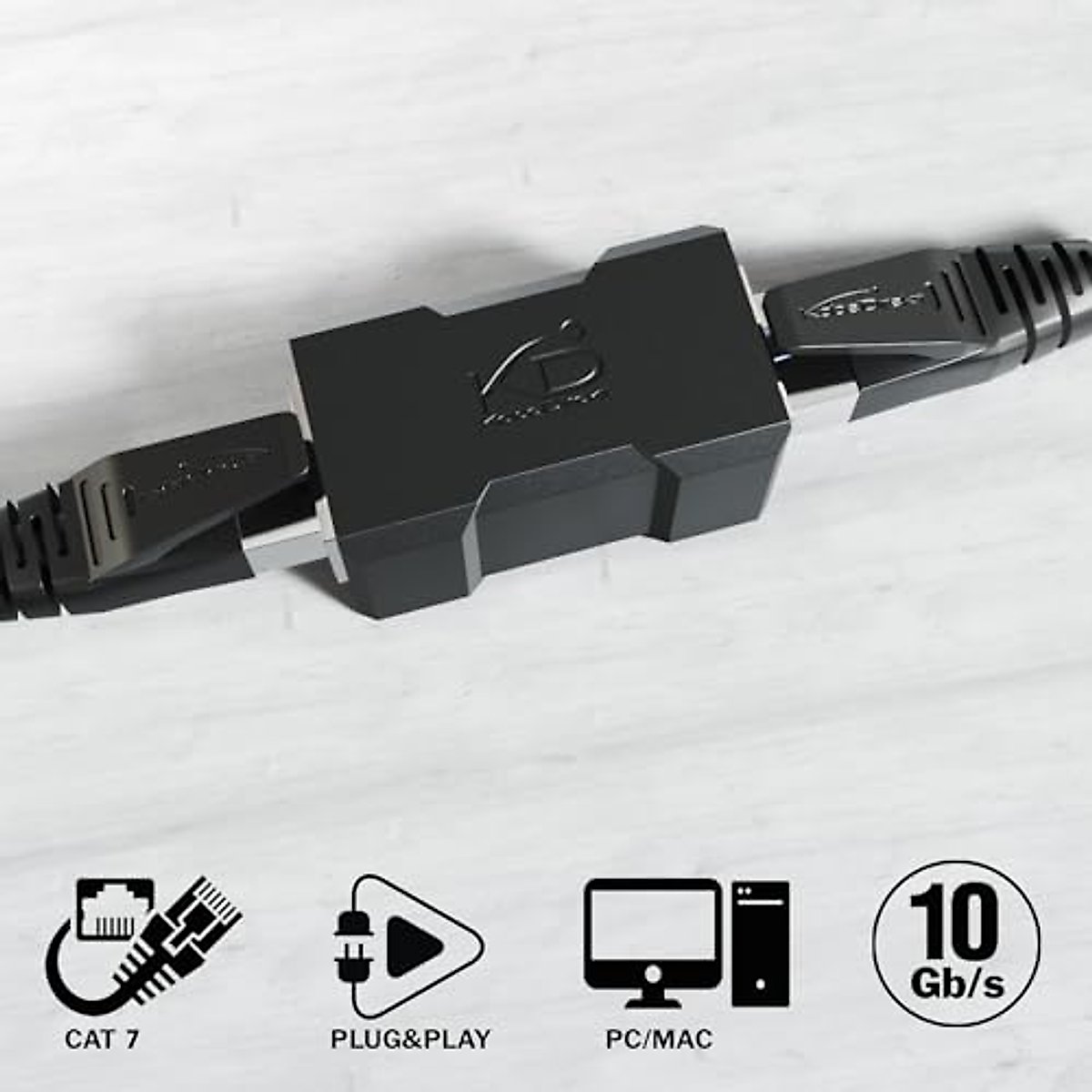 2× RJ45 Coupler with Extra Shielding– Network Cable Connector & Ethernet Cable Extender (Two RJ45 Jacks, Easy Way to Connect/Extend Ethernet Cables, CAT 7 for up to 10Gbit/s, Black) – by CableDirect
