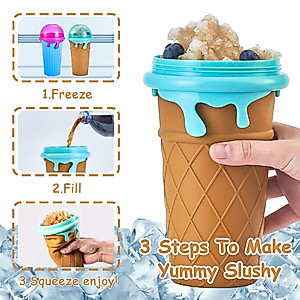 NUGYK Slushie Cup Slushy Maker Cup, Upgraded 500ML TIK TOK Slushy Frozen Magic Squeeze Cup, Cooling Maker Cup Freeze Mug Milkshake Smoothies, Cool Stuff Things for Kids Teens (Coffee)