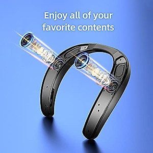 VANPEUSO-905 Neckband Bluetooth Speaker, Bluetooth 5.0 Built-in mic, Portable Wireless Wearable Speaker, True 3D Stereo Surround Sound, Ideal for Home&Outdoors(Black)