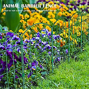 28 Pack Decorative Green Garden Fence Outdoor 23'' (H) x 30' (L) Coated Metal RustProof Landscape Wrought Iron Wire Border Folding Patio Fences Flower Bed Fencing Animal Barrier Section Panels Decor