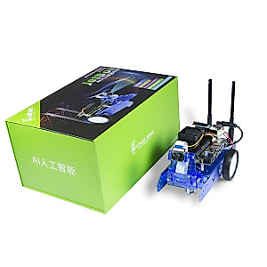 JetBot AI kit Provided by Jetson Nano, with Front Camera Dual Mode Wireless WiFi Bluetooth Facial Recognition Object Tracking(Blue, Without Jetson Nano)