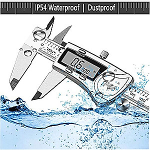 Digital Caliper Micrometer Measuring Tool - Stainless Steel Electronic Vernier Calipers, 6 Inch /150mm IP54 Waterproof Accurate Gauge with LCD Screen Inch Fractions Millimeter Conversion