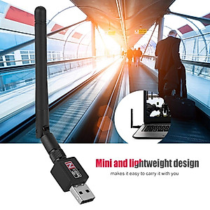 USB Adapter for PC,300Mbps USB2.0 2.4Ghz Network Card Adapter Dongle Transceiver,Support 64/128-Bit WEP,Support for Windows 2000/ Xp/Vista/7/8/10//Linux