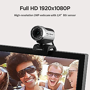 AUSDOM Full HD 1080P Wide Angle View Webcam with Anti-Distortion, AW615 USB Computer Camera,90-Degree FOV, auto Low-Light Correction, Plug and Play for Zoom/Skype/Teams,Conferencing and Video Calling