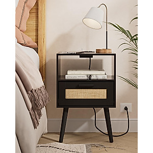 Aobafuir Wood Nightstand, Night Stand for Bedroom, Bedside Table with Drawers, Farmhouse End Table with Storage for Living Room (Modern)