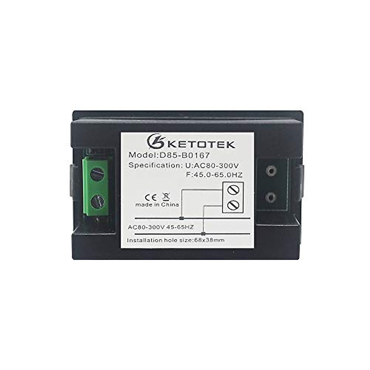 KETOTEK Digital AC Voltmeter Panel Mounting Meter AC80-300V Frequency Counter 45.0-65.0 HZ LED Display Voltage Volt Frequency Meter Tester Gauge