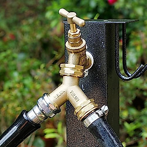 YELUN Garden Hose Splitter,2 Way Connector Heavy Duty Brass, Garden Faucet,Splitter for Outdoor Faucet, Hose y Splitter, Hose Bib Splitter (1 SET)