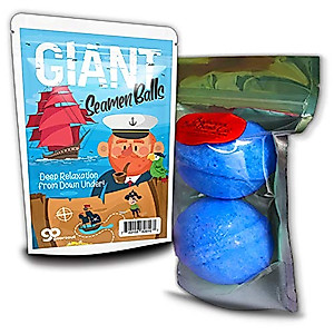 Giant Seamen Balls - Sea Captain and Ship Design - Funny Bath Bombs for Men - XL Bath Fizzers, Giant Blue Bombs, Handcrafted in The USA, 2 Count
