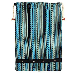 Gilbins Extra Heavy Duty Gypsy Nepali Fabric Laundry Bag with Shoulder Strap and Drawstring Closure