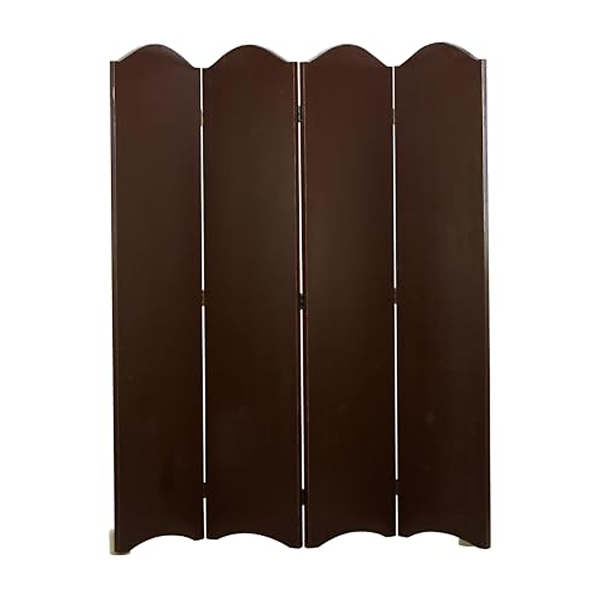 Deco 79 Faux Leather Scroll Partition Room Divider Screen Hinged Foldable Partition 4 Panel Privacy Screen with Faux Leather Detailing, Room Partition 64" x 1" x 71", Brown