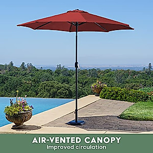 Royal Garden 9' Aluminum Crank/Tilt Market Patio Umbrella - Heavy Duty Performance Olefin Fabric Sun Shade - Rust Free Pole Design that Fits Most Umbrella Table and Stand Holes, Red