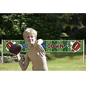 Large Football Themed Birthday Party Banner, Super Bowl Sunday Game Day Sports Fan Supplies, Football Photo Backdrop Hanging Decorations （9.8 x 1.5 ft)
