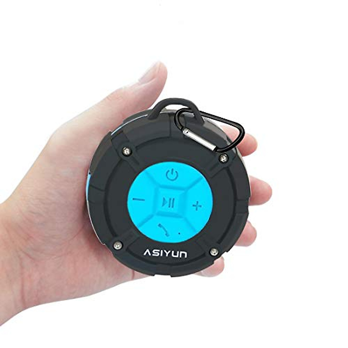 ASIYUN Shower Speaker, IPX7 Waterproof Bluetooth Speaker, Loud HD Sound, Portable Wireless Speaker with Suction Cup & Sturdy Hook, Built-in Mic, for Shower, Pool, Beach, Outdoor(Blue)