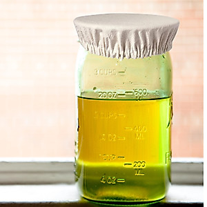 3- Pack Organic Jar Covers Unbleached Reusable 100% Cotton Elastic Kombucha Cloth Canning Lids - Ecofriendly (Fits Jar mouth ranging 2.5"- 4.5")