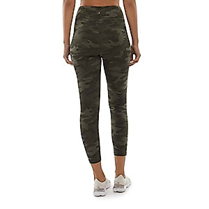 Danskin Women's High Rise 7/8 Leggings, Olive Camo Print, Medium