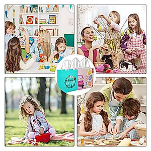 Easter Gift Bags with Handles for Kids - 9 Pack Easter Baskets, Easter Goodie Bags, Egg Hunt Bags, Easter Baskets Bulk, School Party Favors Supplies, 3 Styles, 3Pcs Each for Design 9"x10.2"x5.5"