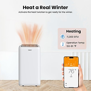 TOSOT 14,000BTU (9,600 BTU SACC) Smart WiFi Portable Air Conditioner with Heater, Powerful Cooling Auto Swing, Dehumidifier, Fan, 24H Timer for Large Room Up to 600 sq ft, AOMI Series
