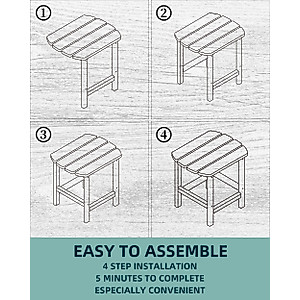 Adirondack Side Table, Outdoor Side Table Weather Resistant HDPE Small Patio Table for Indoor Outdoor (Oval Table, Grey)