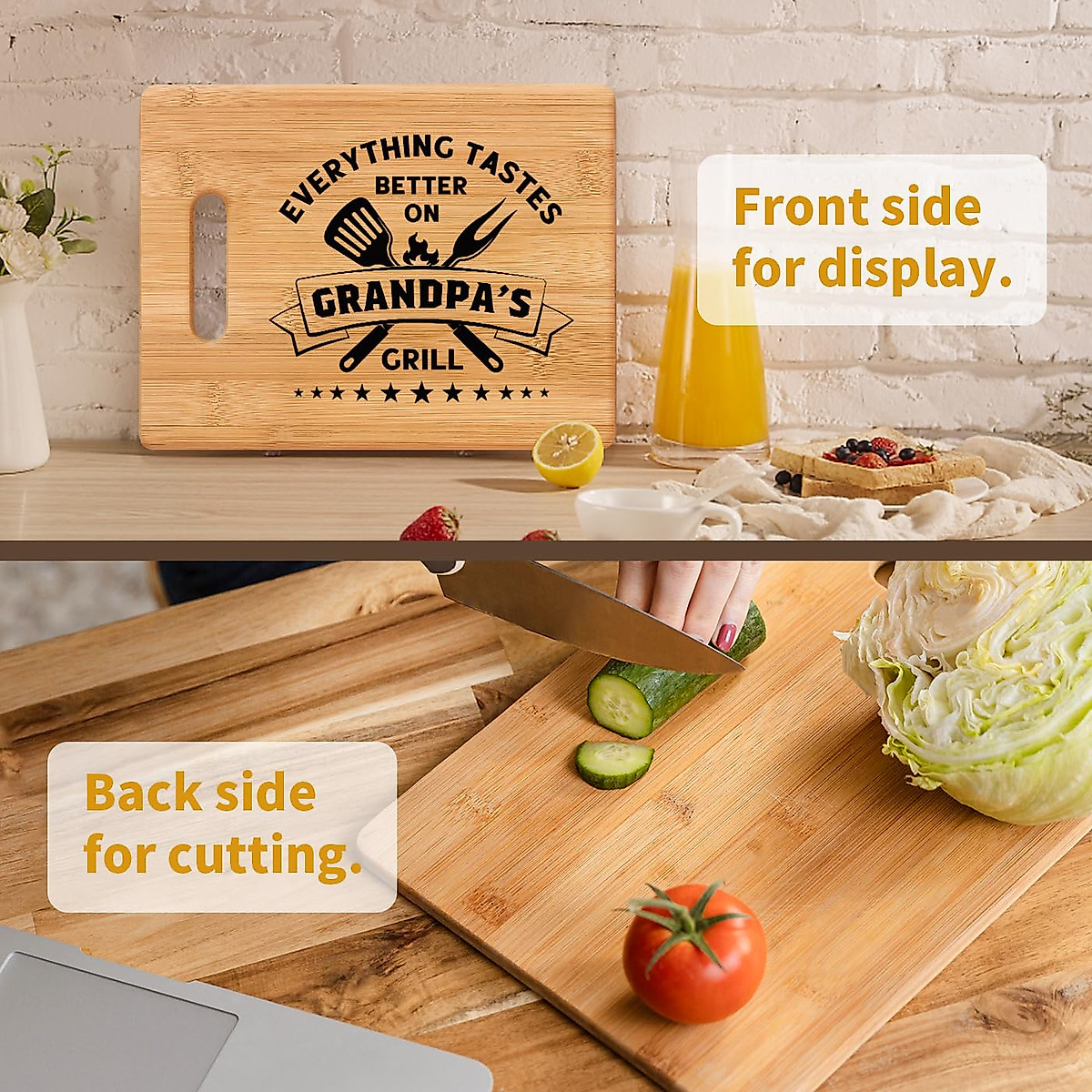 GiftyTrove Gifts for Grandpa, Best Grandpa Birthday Gifts - Personalized Bamboo Cutting Board Gift for Grandpa Grandfather Papa, Cool Fathers Day, Christmas or Birthday Gifts for Grandpa