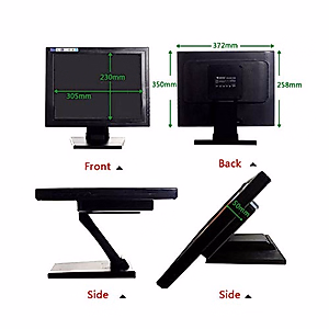 15" Touch Screen LED Display Monitor, Touch Screen Cash Register VOD System POS Stand Restaurant VGA LED Touch Screen Monitor HD for Restaurant Cafe Kiosk Retail